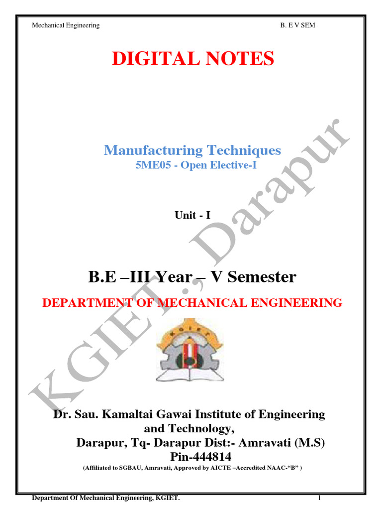 Manufacturing Technology Notes | PDF | Deformation (Engineering) | Polymers
