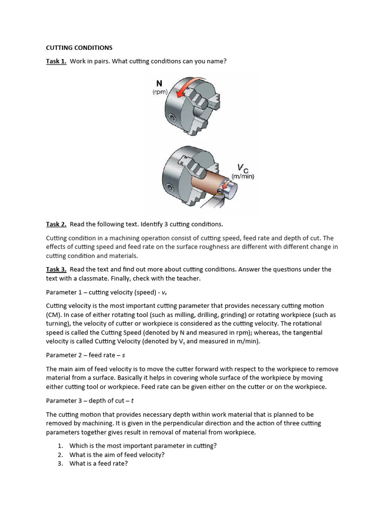 Cutting Conditions | PDF | Technology & Engineering