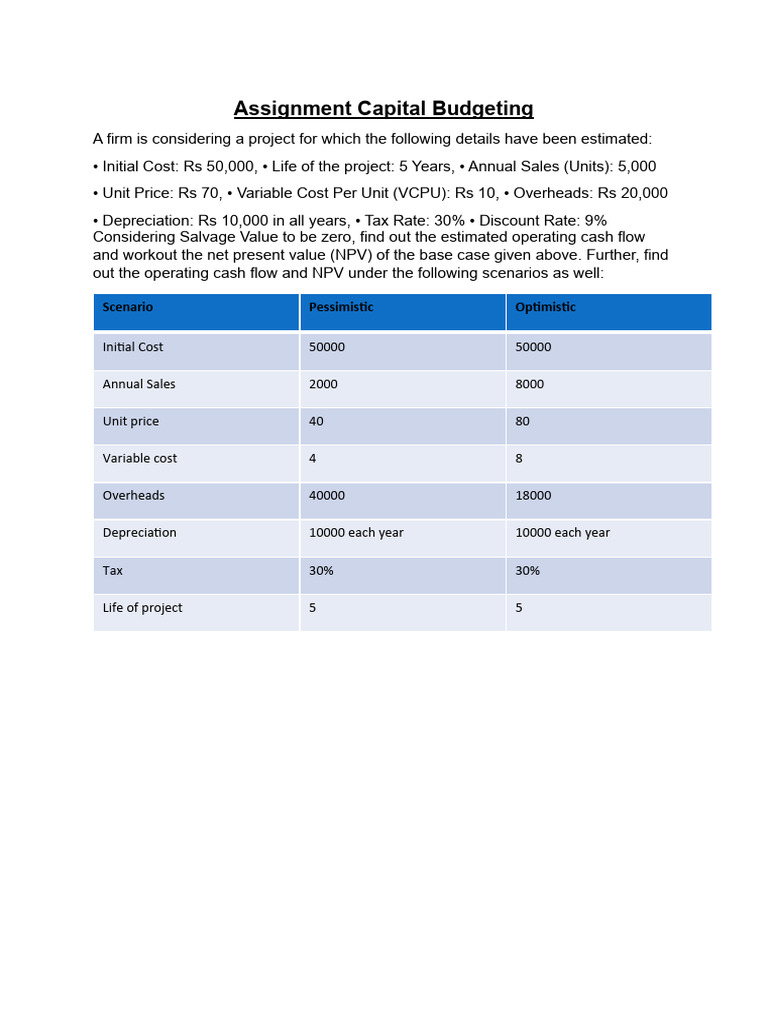 Capital Budgeting - Assignment | PDF