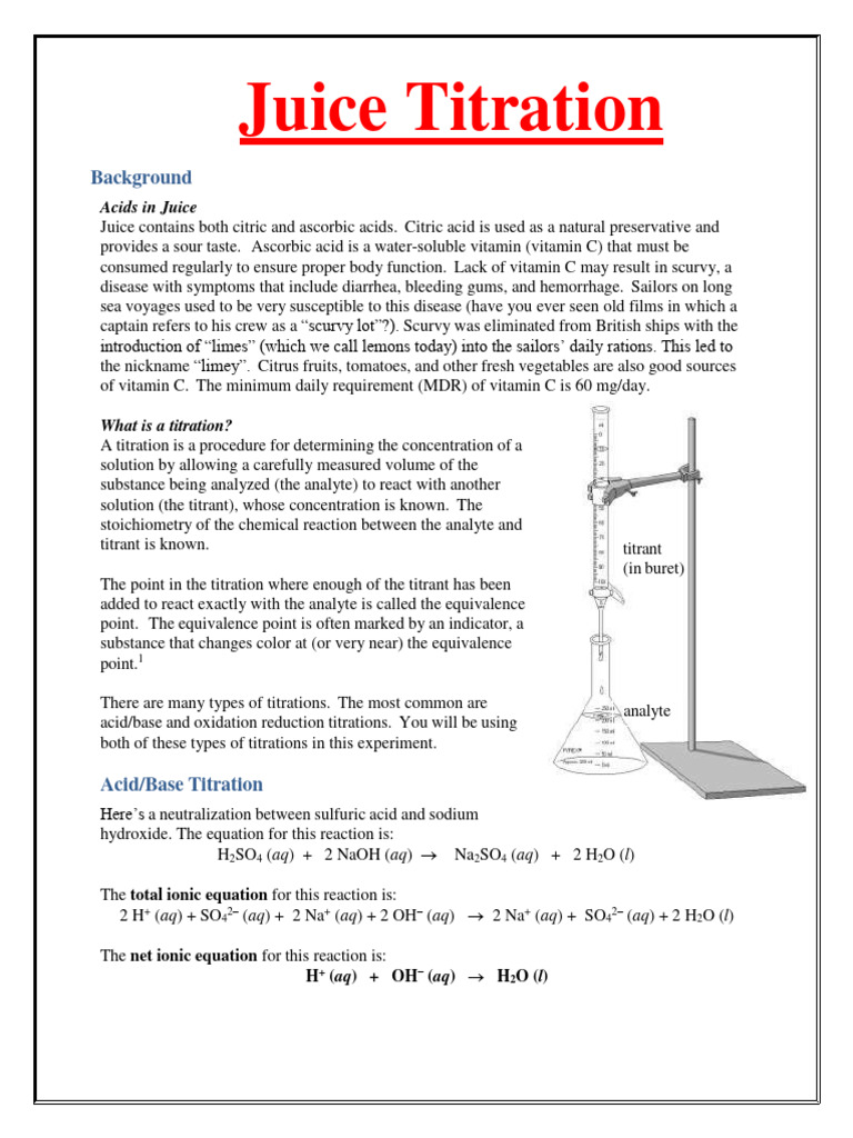 Juice Titration | Download Free PDF | Titration | Chemistry