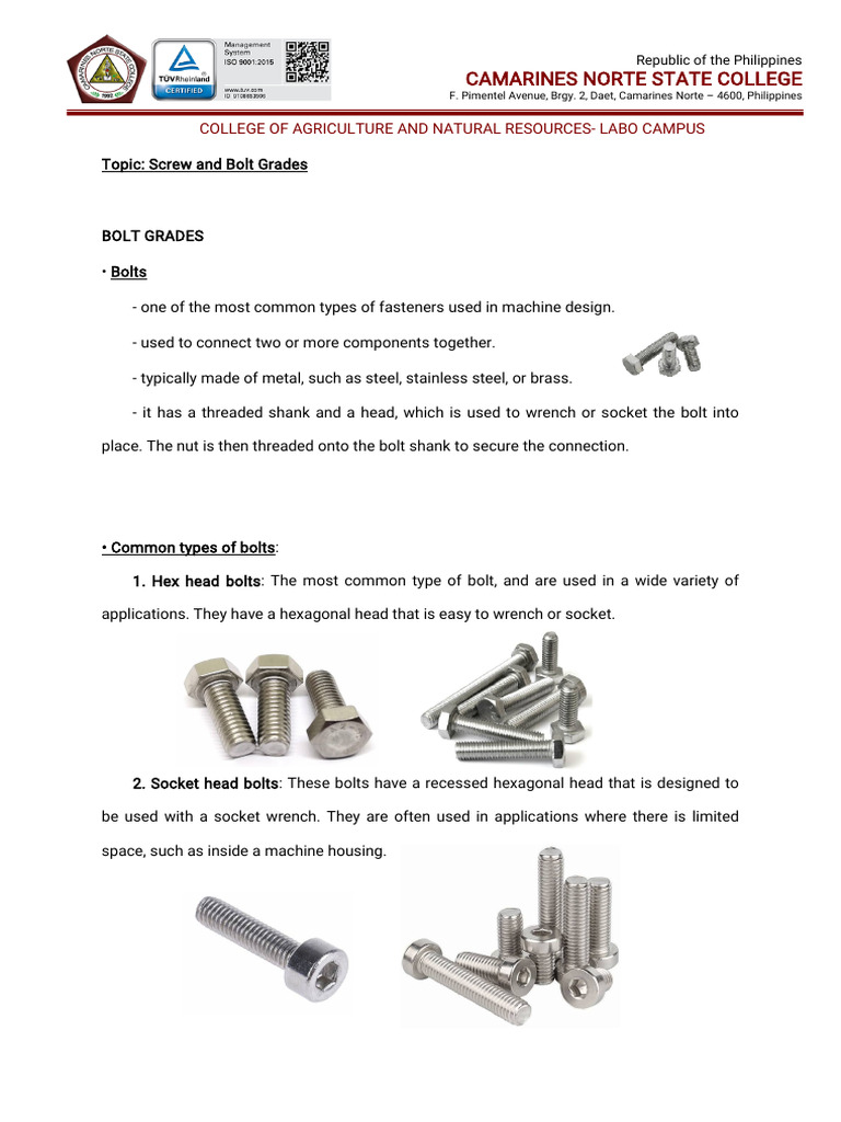 Bolt Grades | PDF | Screw | Mechanical Engineering