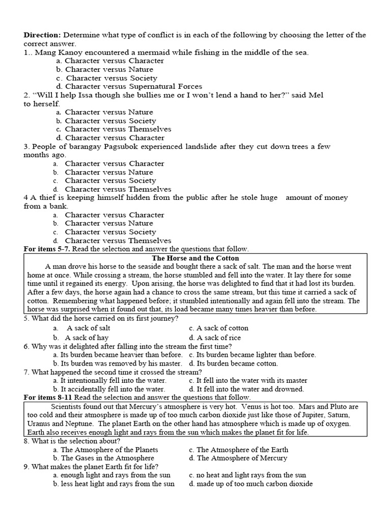 Types of Conflicts in Literature | PDF | Atmosphere | Black Pepper