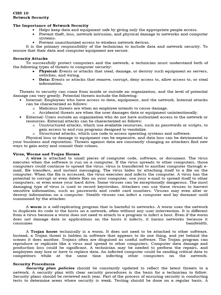 CHS-10_NetworkSecurity | PDF | Computer Virus | Security