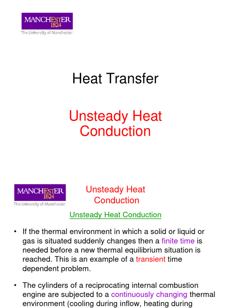 Set 5 Heat Transfer Unsteady Heat Conduction1 | PDF | Thermal Conduction | Heat