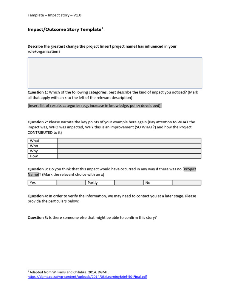 Impact Story Template Guide | PDF | Social Science