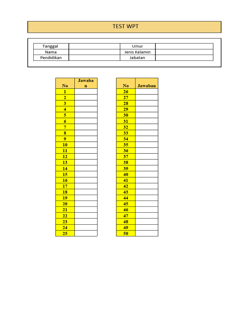 Lembar Jawaban WPT | PDF