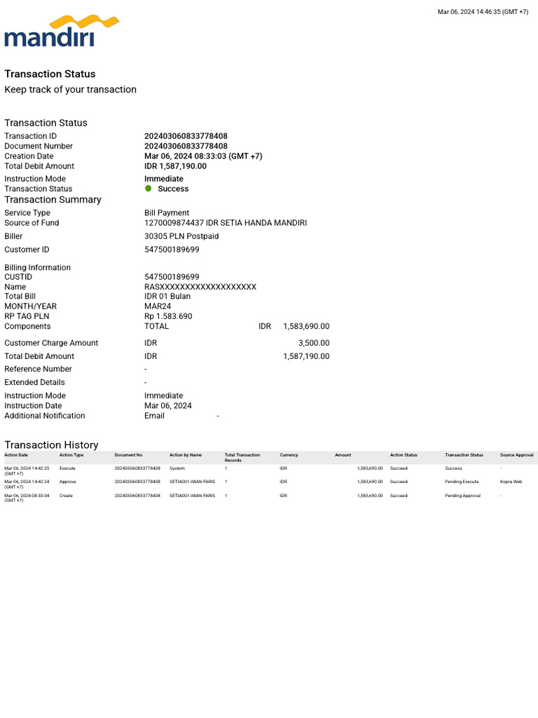 Transaction Status: Keep Track of Your Transaction | PDF | Indonesian Rupiah | Debit Card