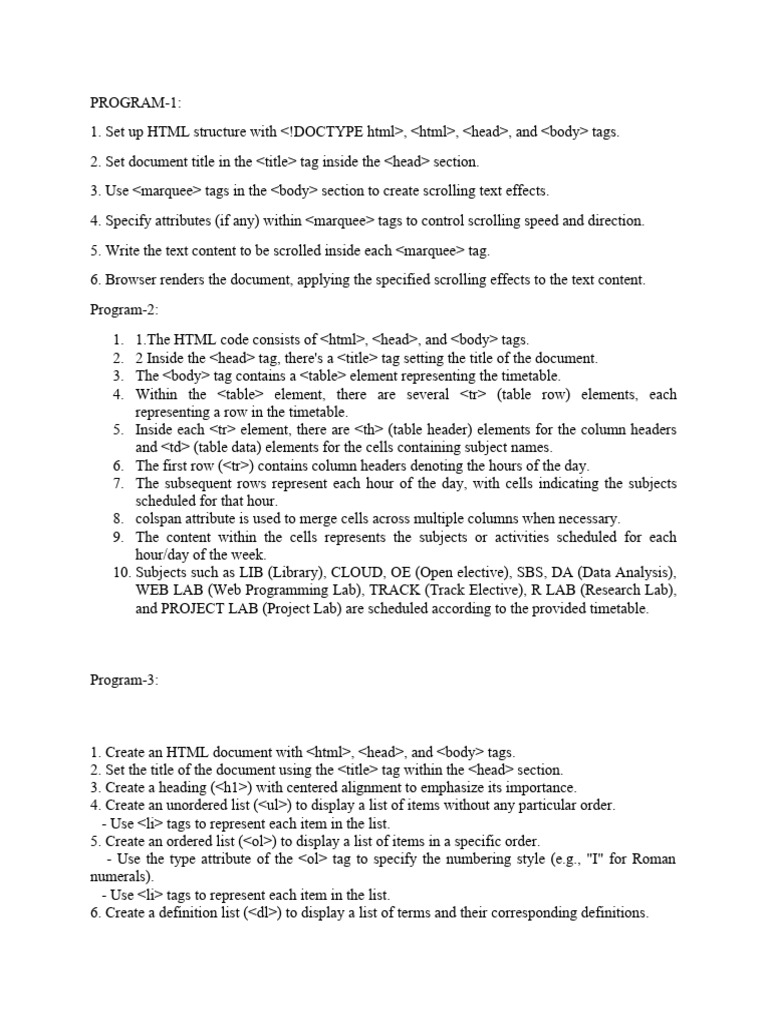 Web Development Record Algorithms | PDF | Html Element | Html