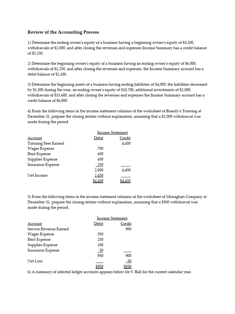 Accounting Process | PDF | Debits And Credits | Expense