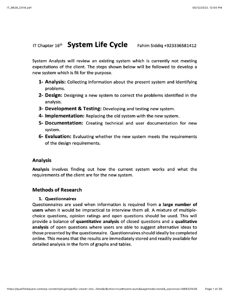 16 System Life Cycle | PDF 16 System Life Cycle | PDF