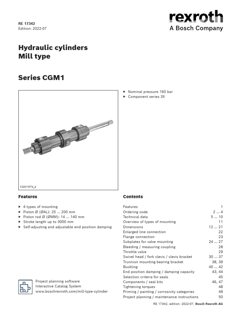 Bosch Rexroth Hydraulic Cylinders Guide | PDF | Mechanical Engineering