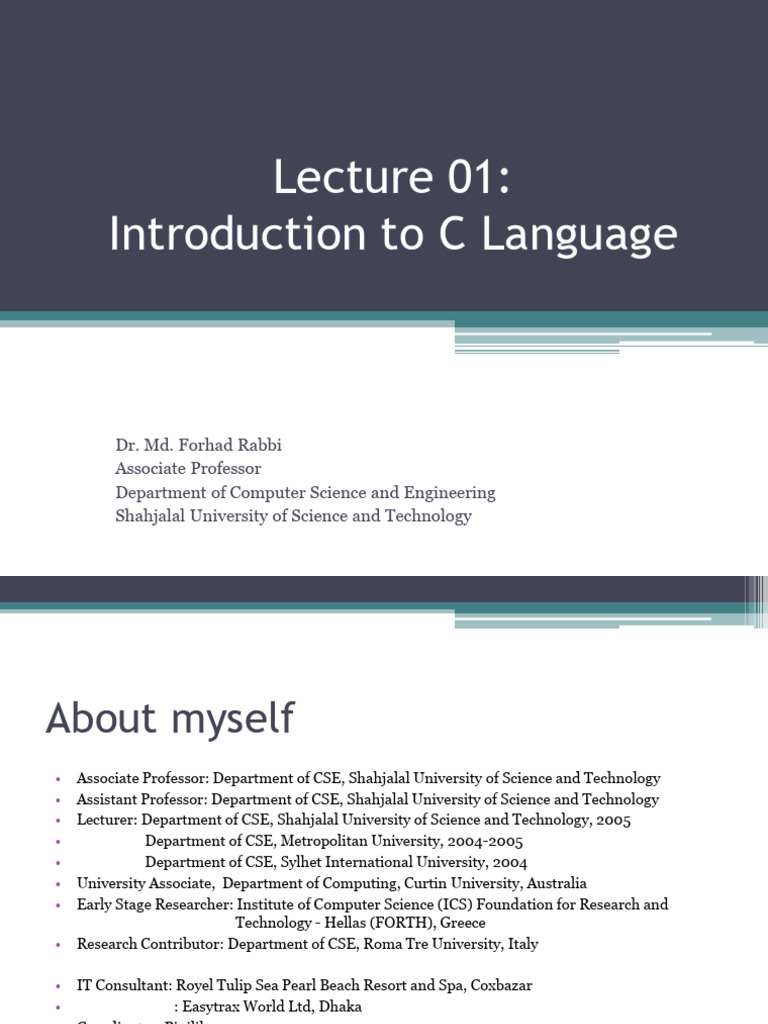 C Programming Lecture 01 Pdf Data Type Integer Computer Science