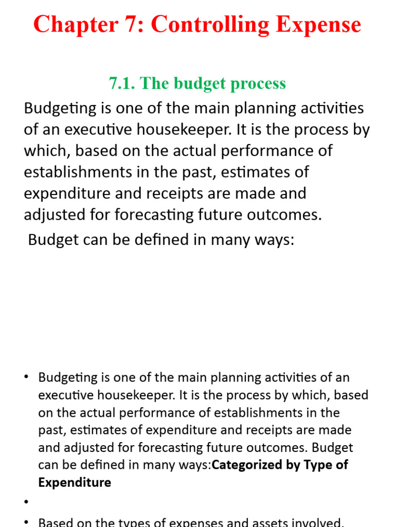 Chapter 7: Controlling Expense: 7.1. The Budget Process | PDF | Cost ...