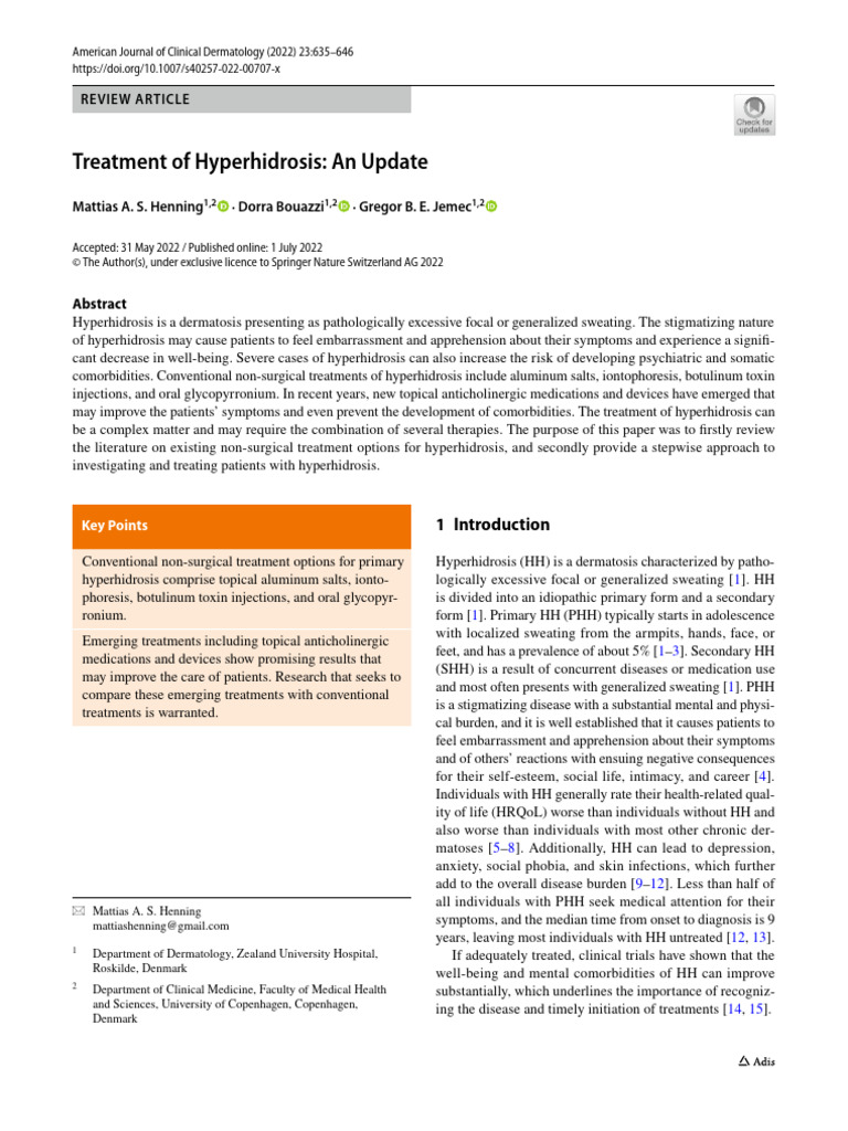 Treatment of Hyperhidrosis: An Update: Mattias A. S. Henning Dorra ...