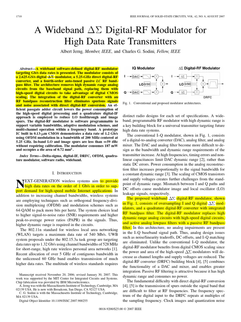 Wideband Digital-RF Modulator Design | PDF | Electronic Filter | Modulation