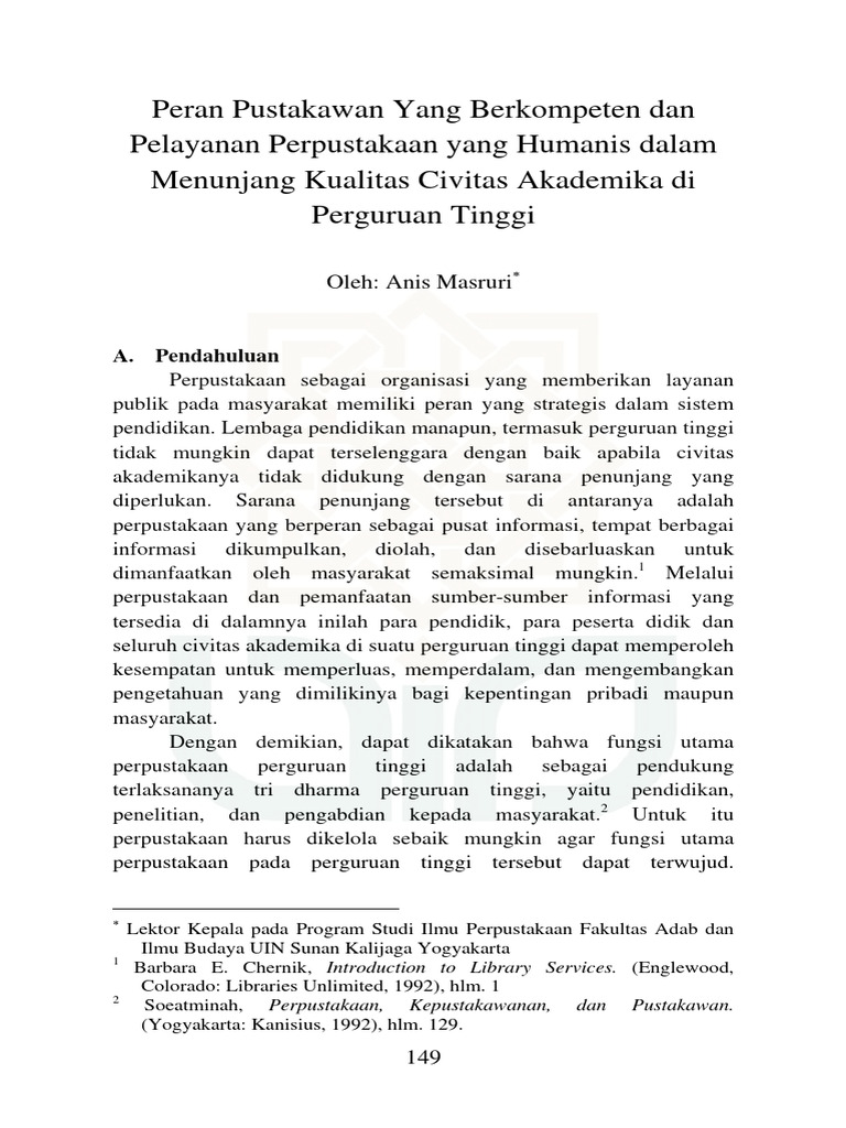 Peran Pustakawan Yang Berkompeten Dan Pelayanan Perpustakaan Yang ...