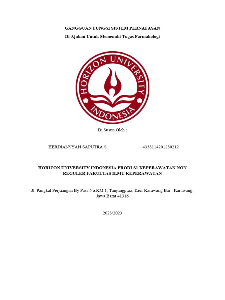 Paper Farmakologi Gangguan Fungsi Sistem Pernafasan | PDF