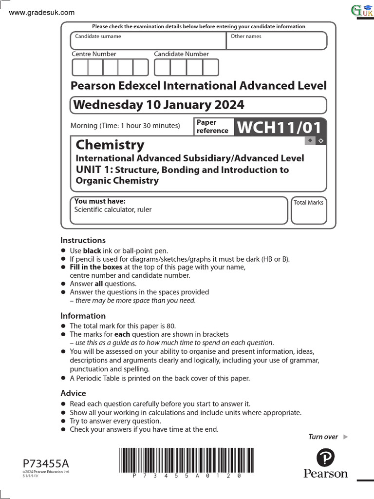 WCH11 01 2024 Jan QP | PDF | Molecules | Iodine