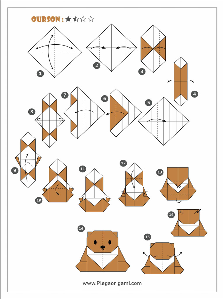 Instruction Origami Ourson | PDF