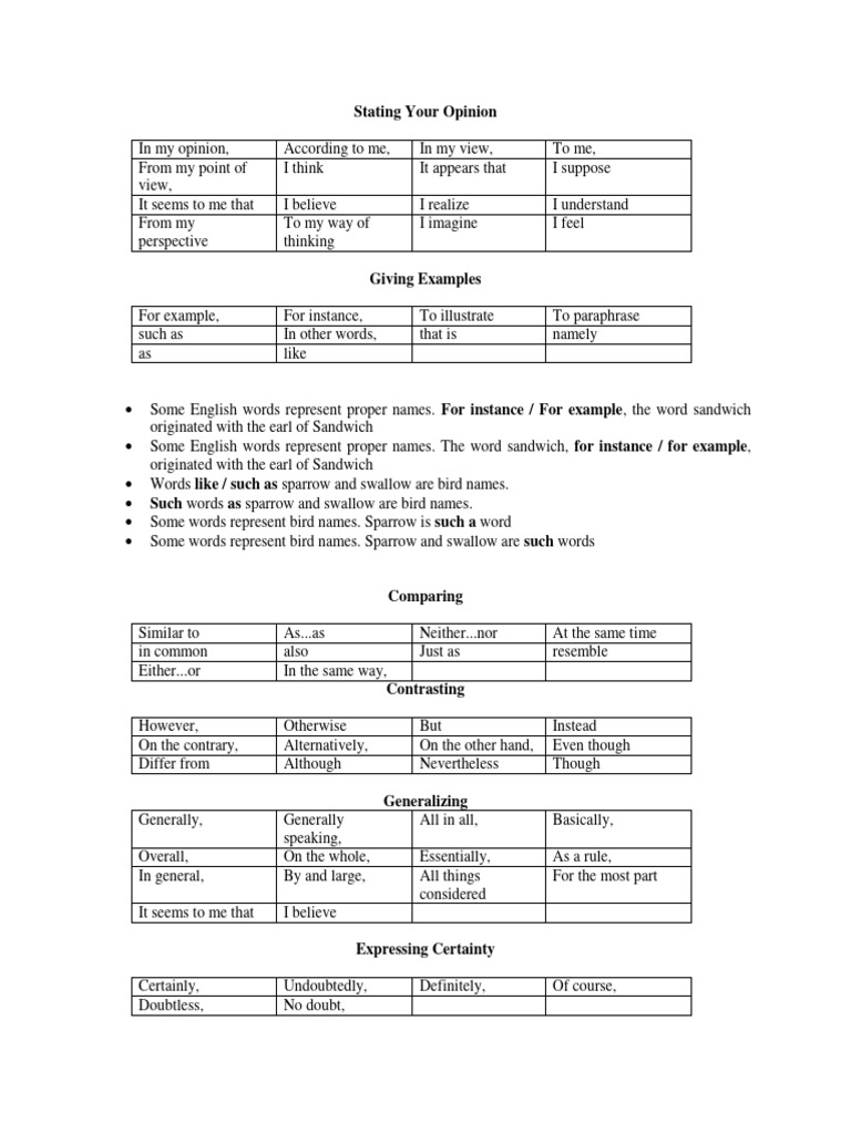 Transitional words | PDF | Reason