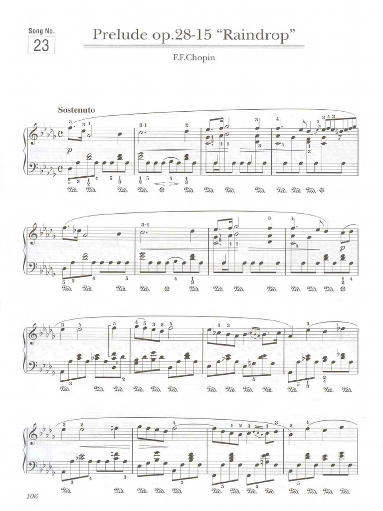 023 - F.F.chopin - Prelude Op.28-15 - Raindrop | PDF