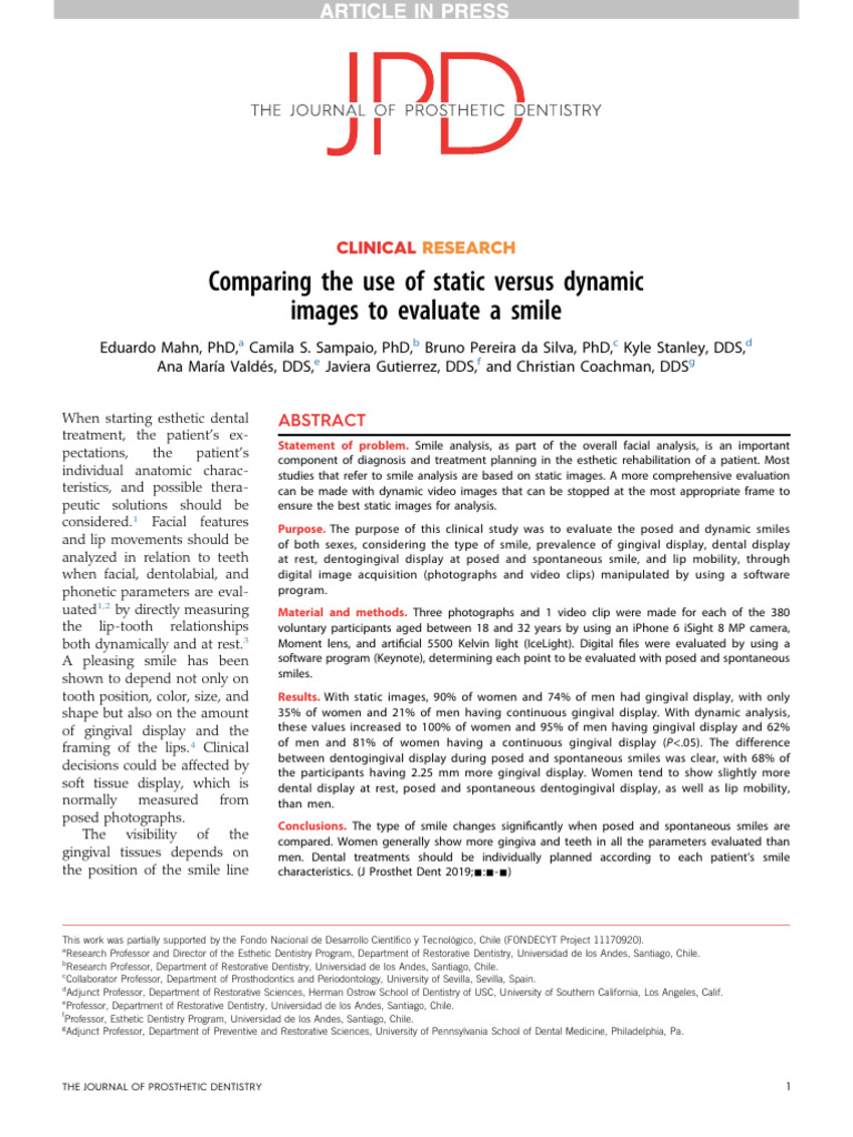 Mahn. JPD 2020. Comparing The Use of Static Versus Dynamic Images To ...