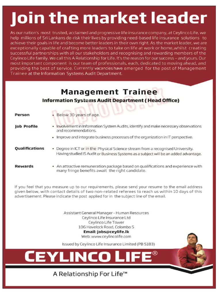 Ceylinco Life Insurance Jobs 2024 | PDF