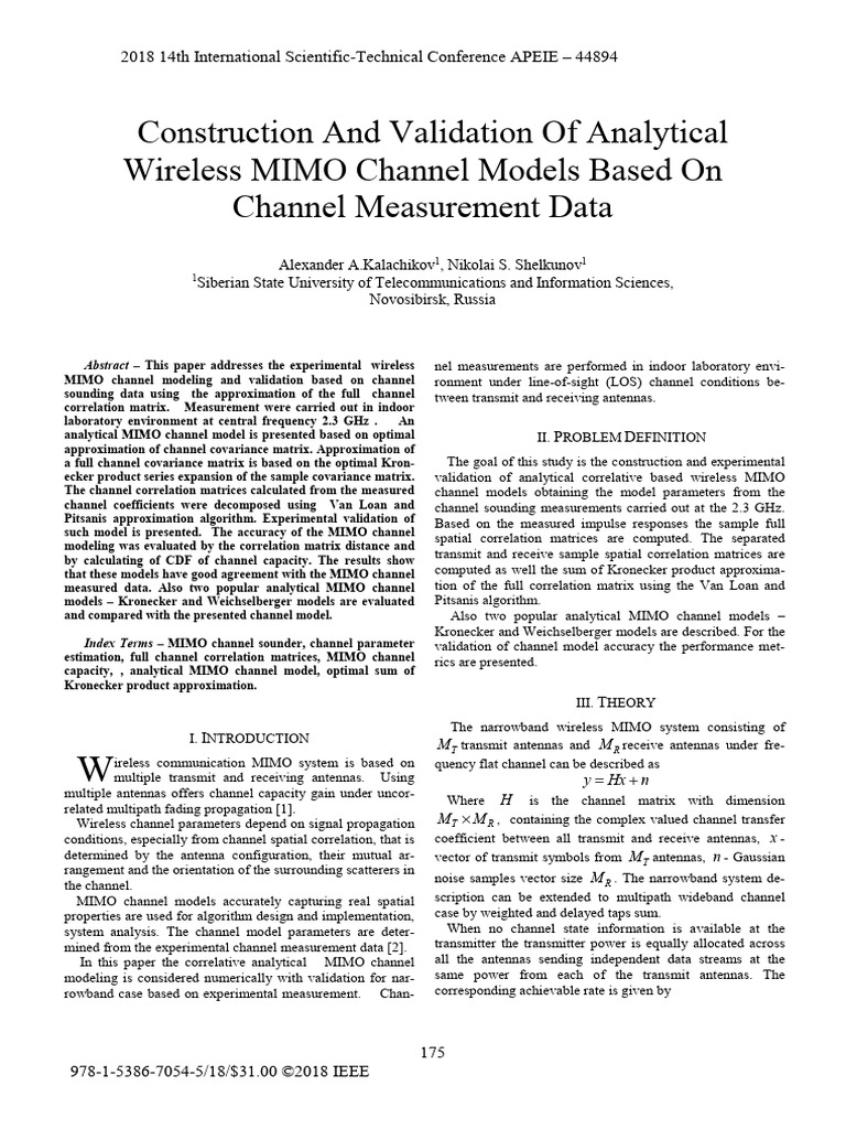 Construction and Validation of Analytical Wireless MIMO Channel Models ...