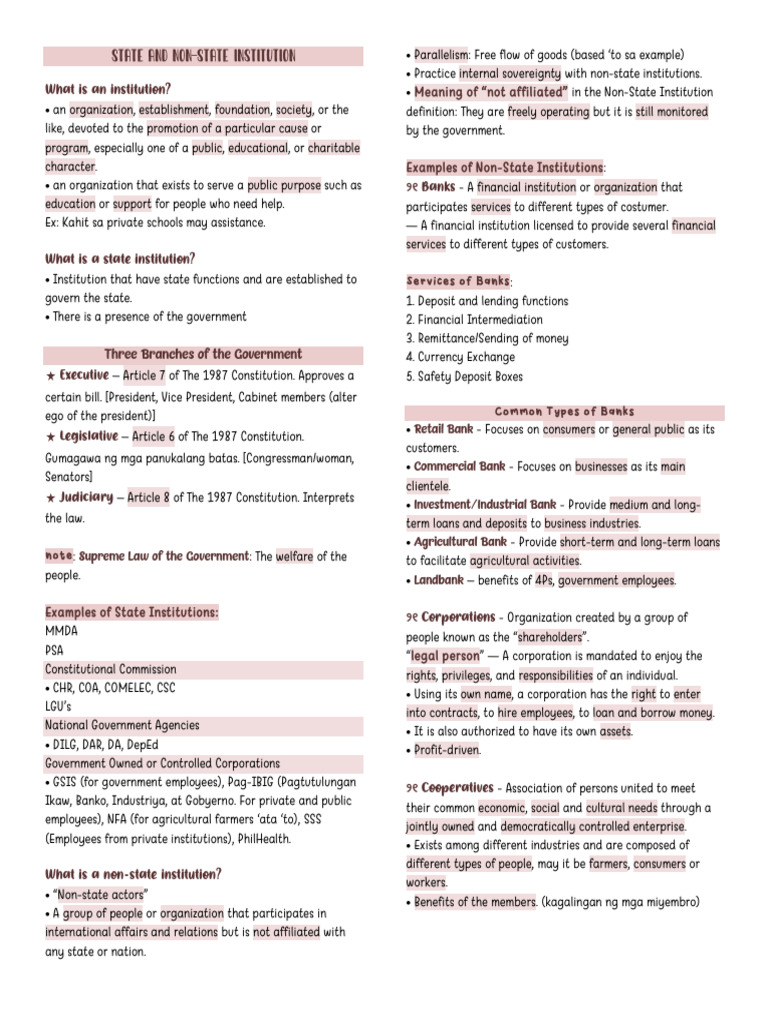 State and Non-State Institution | PDF | Banks | Private Sector