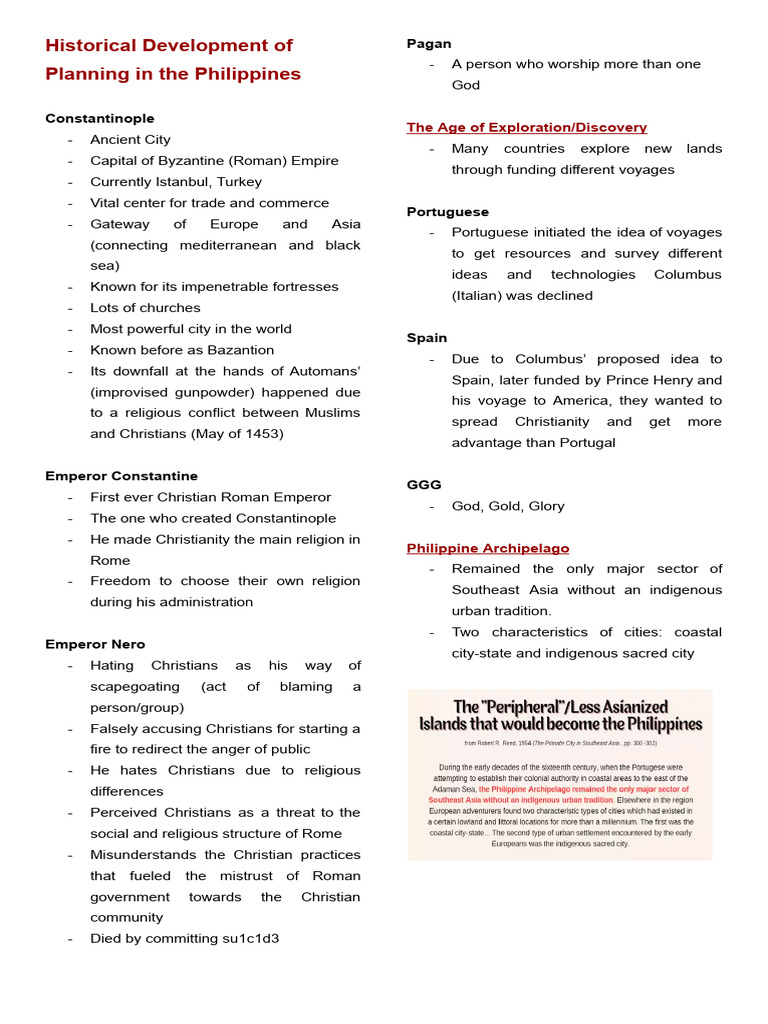 Historical Planning Development in The Philippines | PDF | Byzantine ...