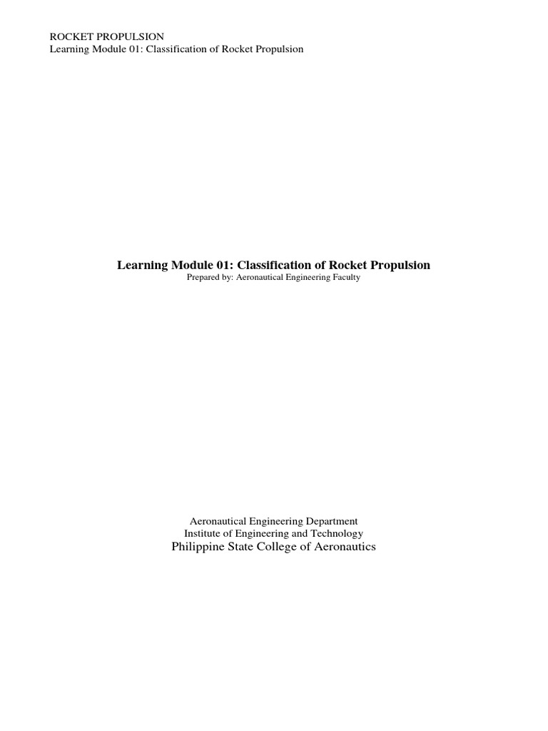 Ae 420 Module 1 Pdf Multistage Rocket Rocket Propellant
