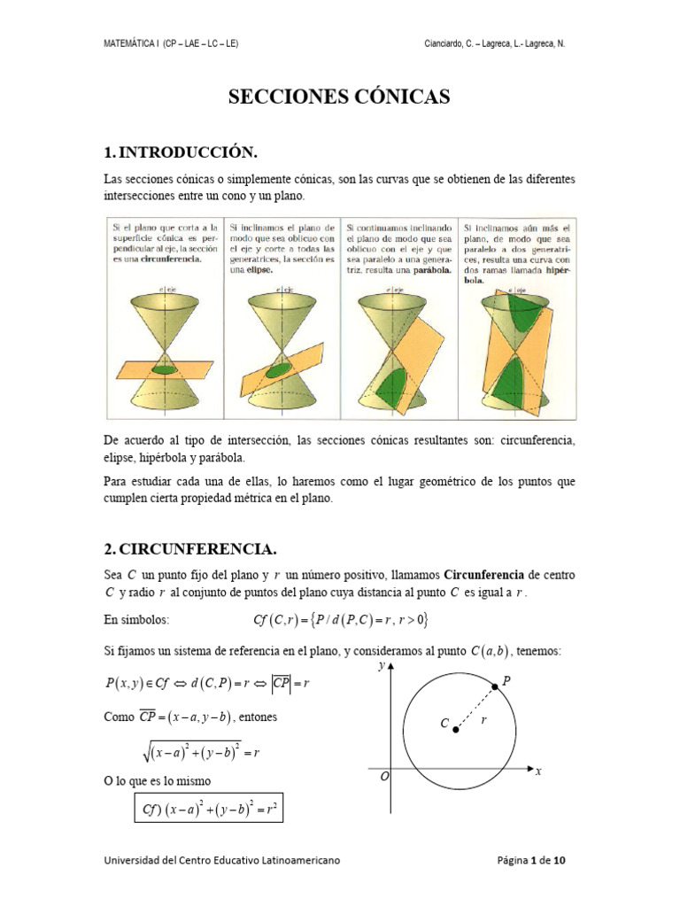 Cónicas | PDF | Elipse | Matemática Elemental