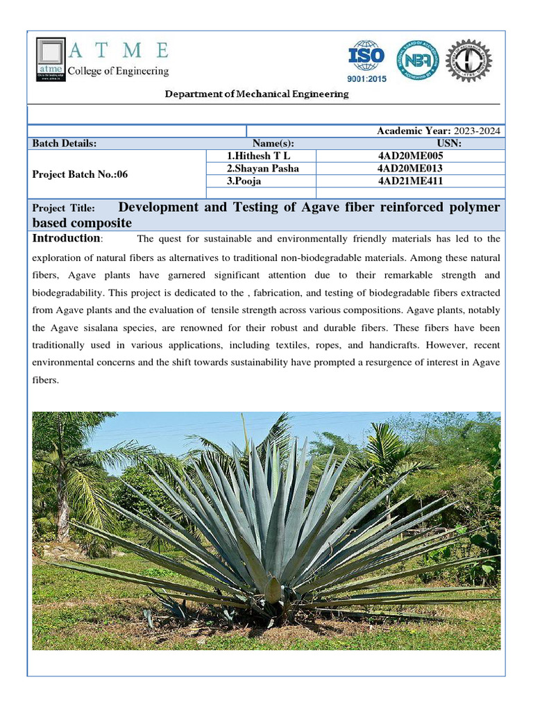 SYNOPSIS of Agave Plant | PDF | Composite Material | Fibers
