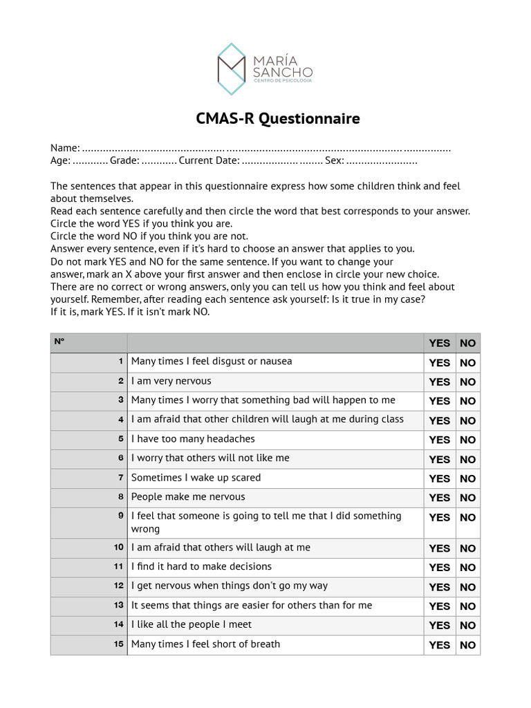 CMAS-R inglés | PDF