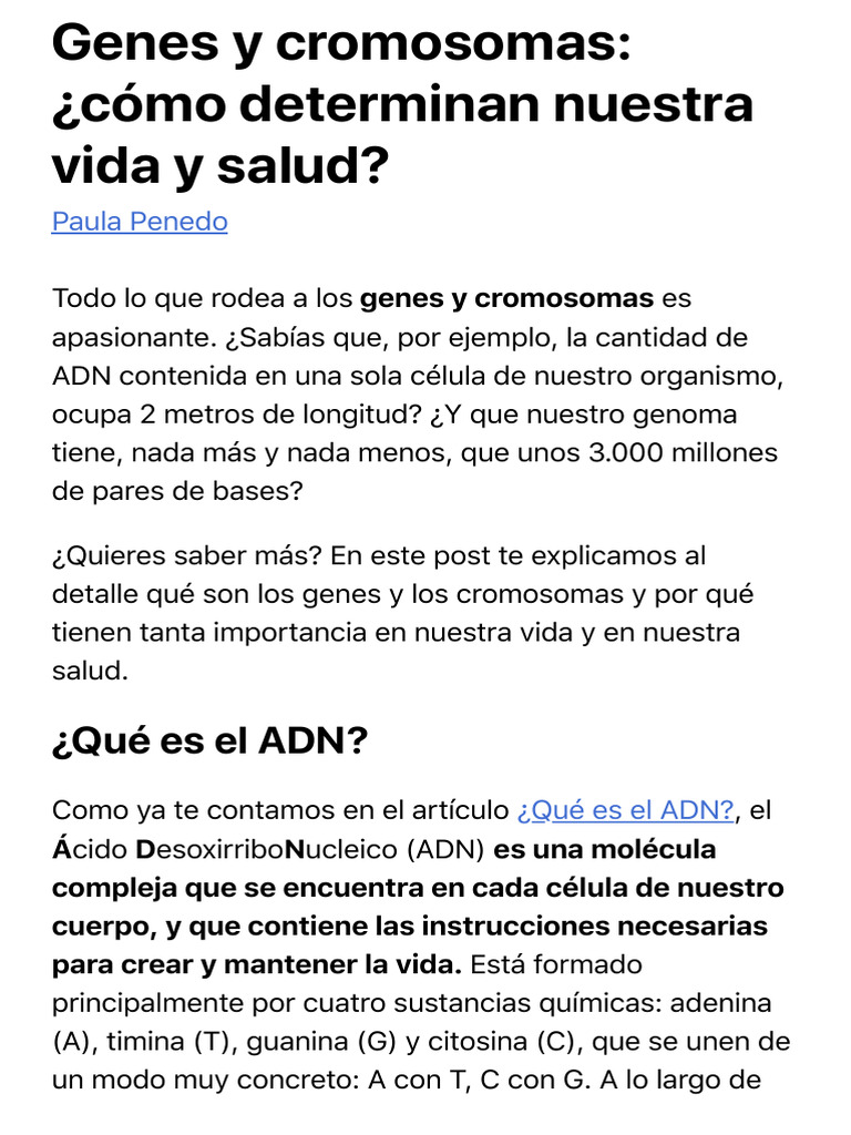 Genes y Cromosomas: ¿Cómo Determinan Nuestra Vida y Salud? - Cuestión de Genes | Descargar ...
