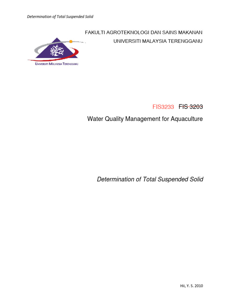Lab_2_FIS3223-TSS (1) | PDF | Filtration | Water Quality