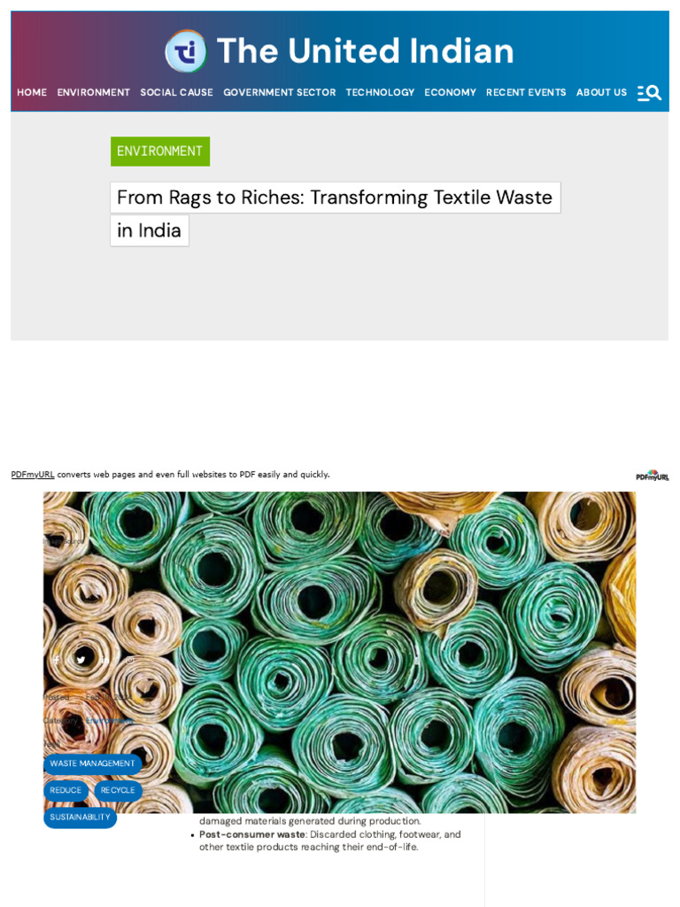 Textile Waste in India | PDF | Textiles | Recycling
