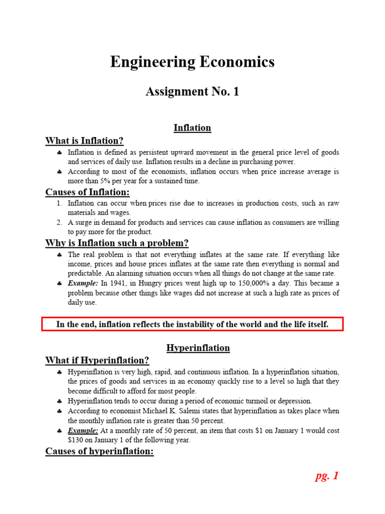 Assignment 01 - EE | PDF | Inflation | Prices