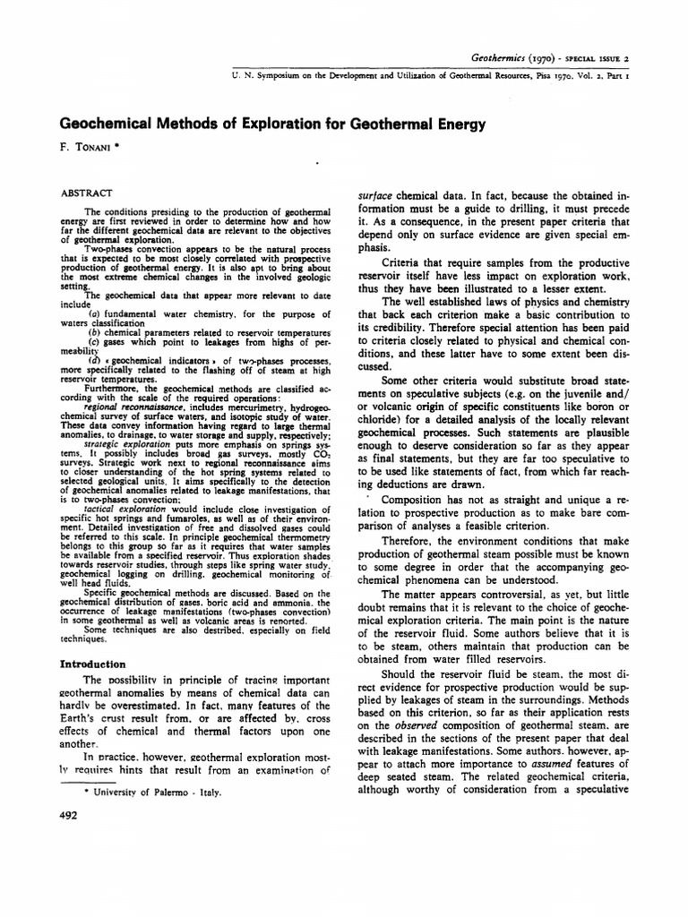 Tonami, F. (1970) - Geochemical Methods of Exploration For Geothermal Energy. Geothermics, 2 ...