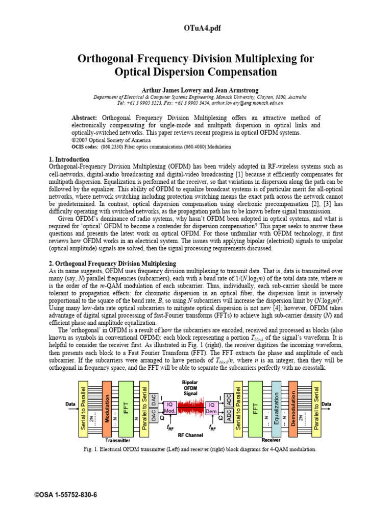 Orthogonal-Frequency-Division Multiplexing for optical | PDF ...