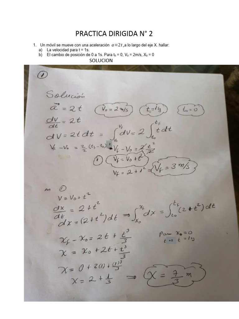 Solucion A La Practica Dirigida #2 (Cinematica) | PDF | Velocidad | Cinemática