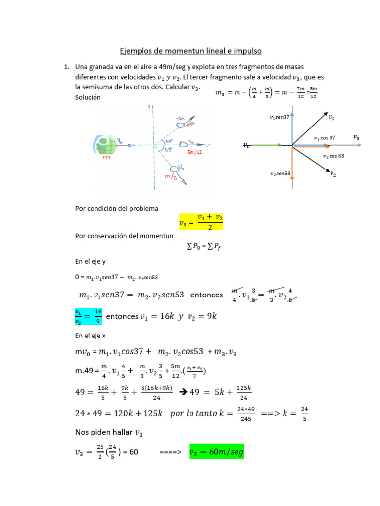 Ejemplos de Momentun Lineal e Impulso | PDF | Mecánica | Mecanica clasica