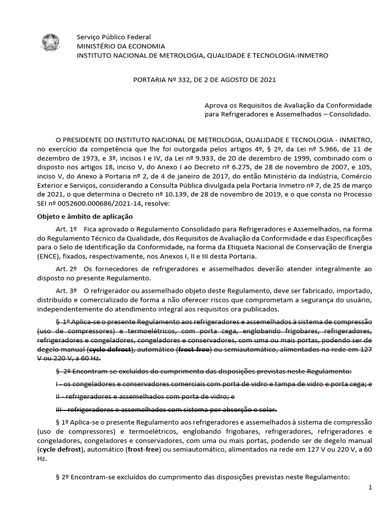 PORTARIA Inmetro #332, DE 2 DE AGOSTO DE 2021 - Revisto | PDF ...