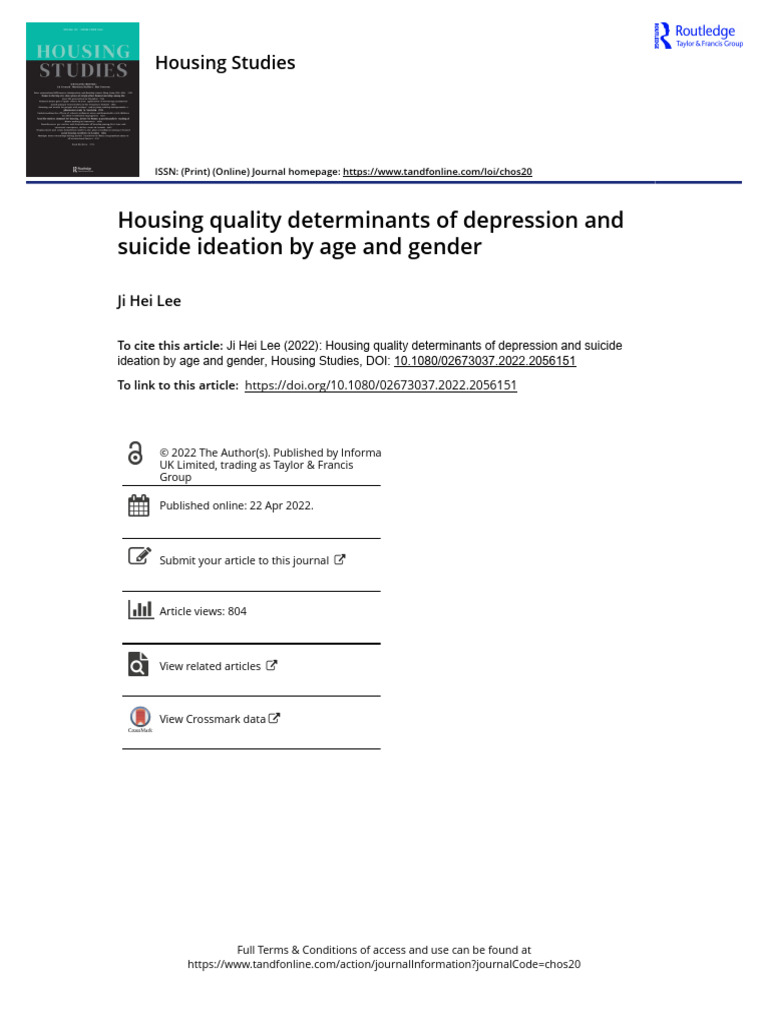 Housing Quality's Impact on Mental Health | PDF | Perception | Major ...