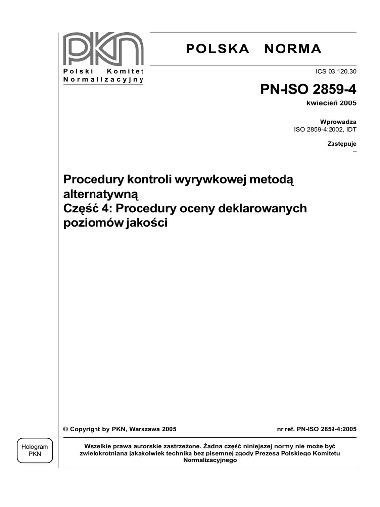 PN Iso 2859 4 2005 | PDF