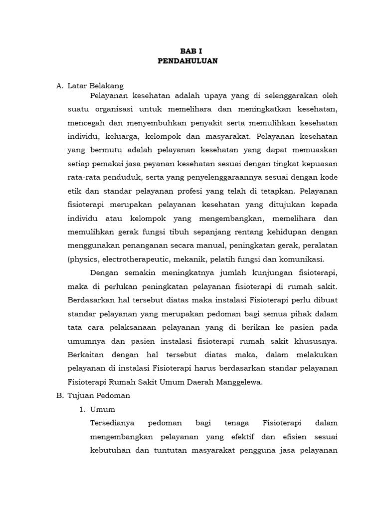 Pedoman Pelayanan Fisioterapi | PDF | Sains & Matematika