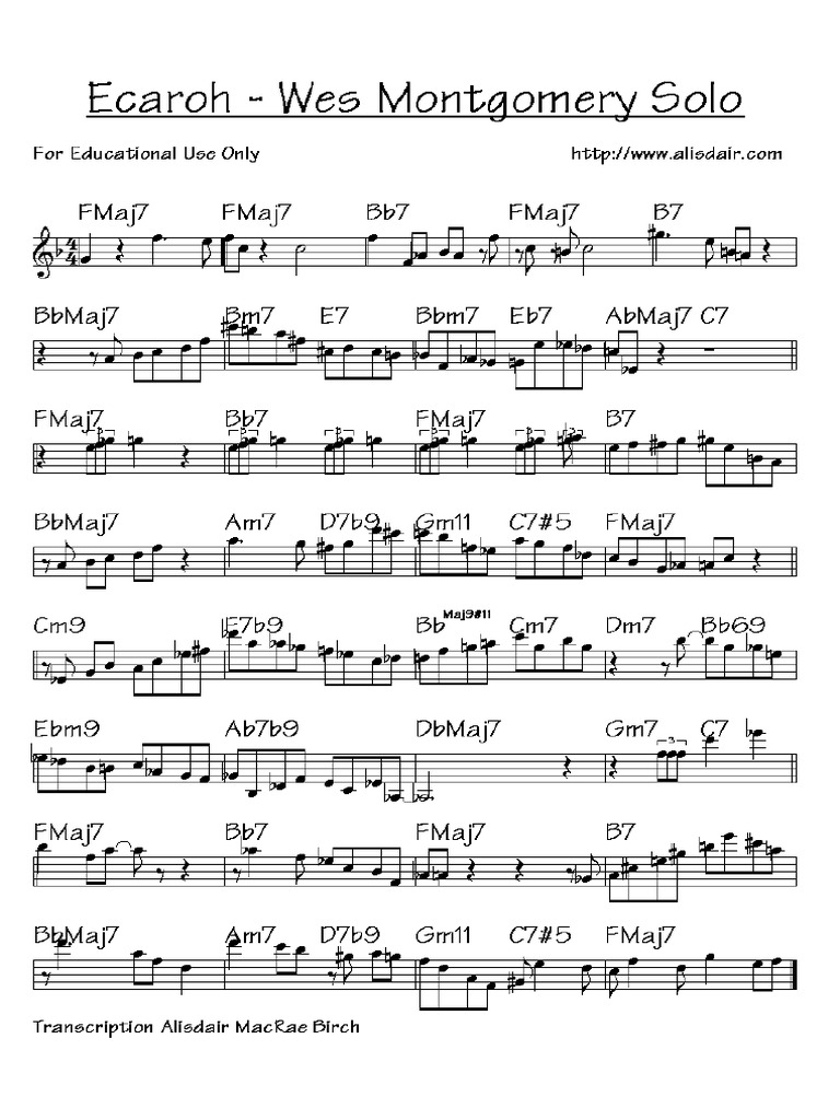 Ecaroh - Wes Montgomery Solo | PDF