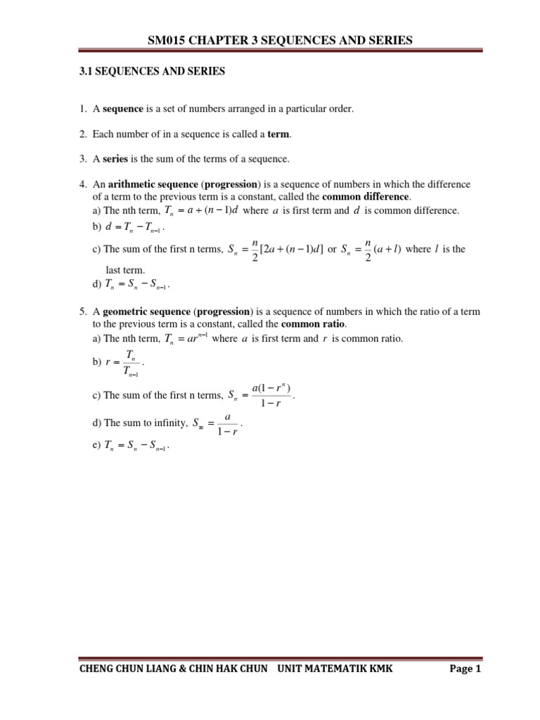 3.1 Sequences and Series | PDF | Mathematical Structures | Mathematical ...