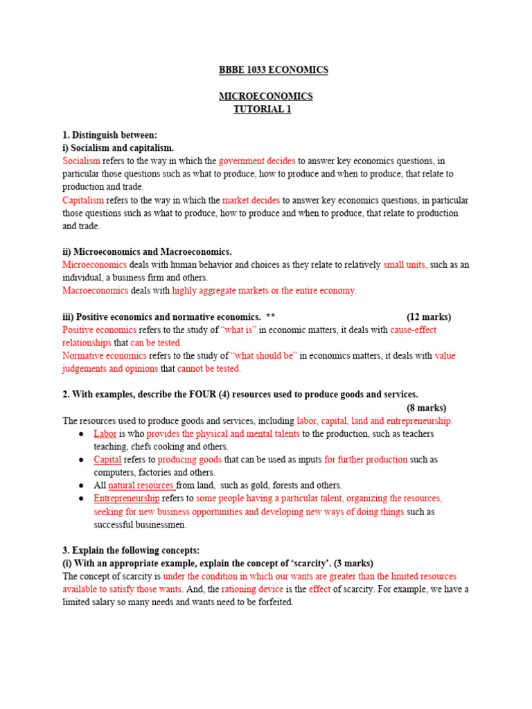 Tutorial 1 introduction | PDF | Economics | Opportunity Cost
