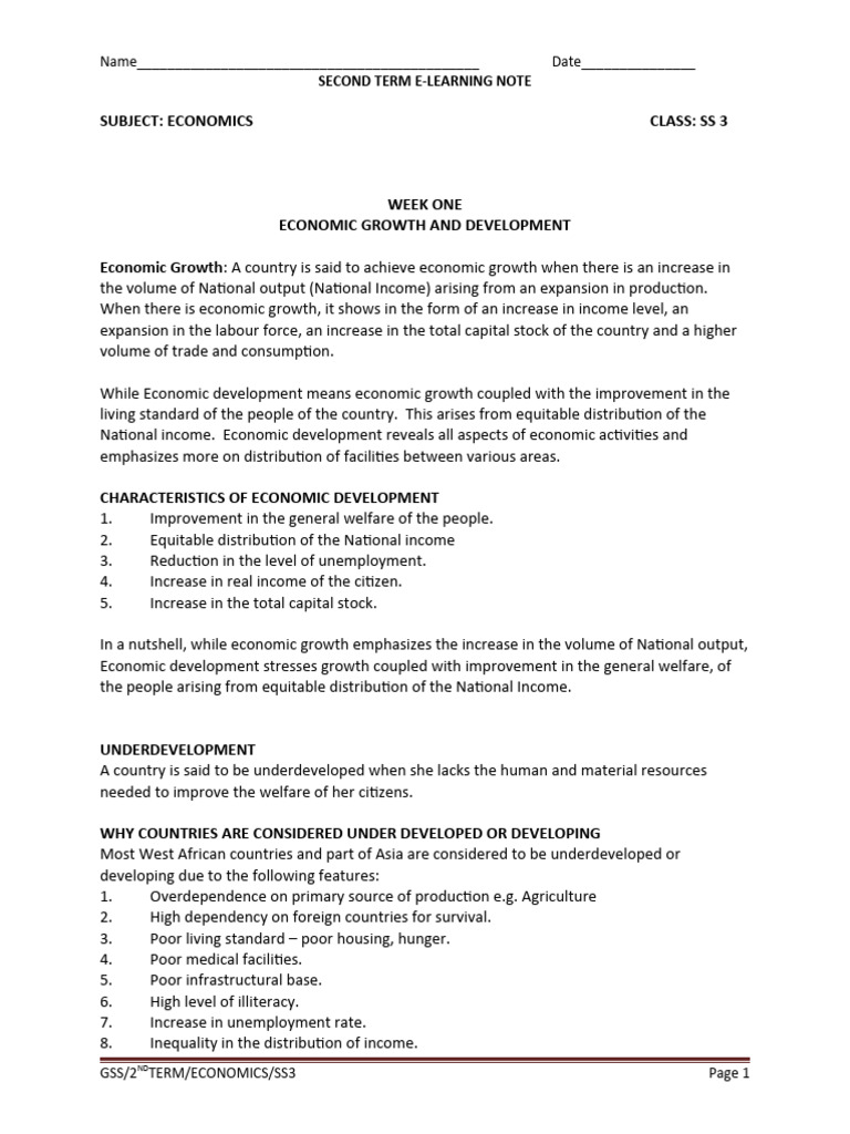 2ND Term SS3 Economics Note For Students | PDF | Economic Community Of ...